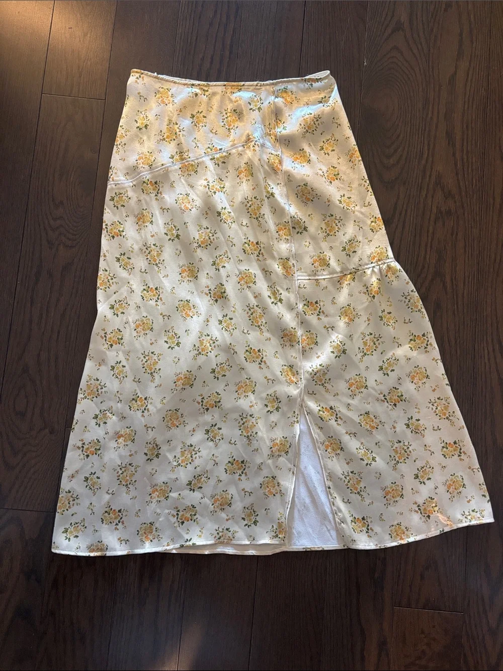 Acne Studios | Skirts | Acne Cream Midi Skirt With Yellow Floral Print ...